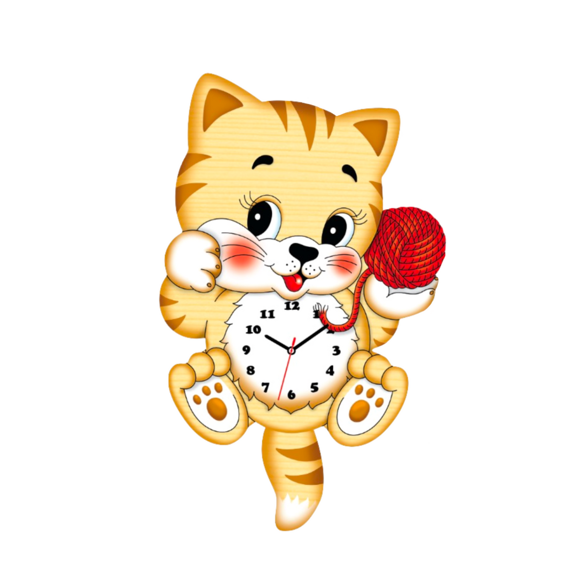 Wood Cat With A Yarn Ball Clock – Pinocchio World